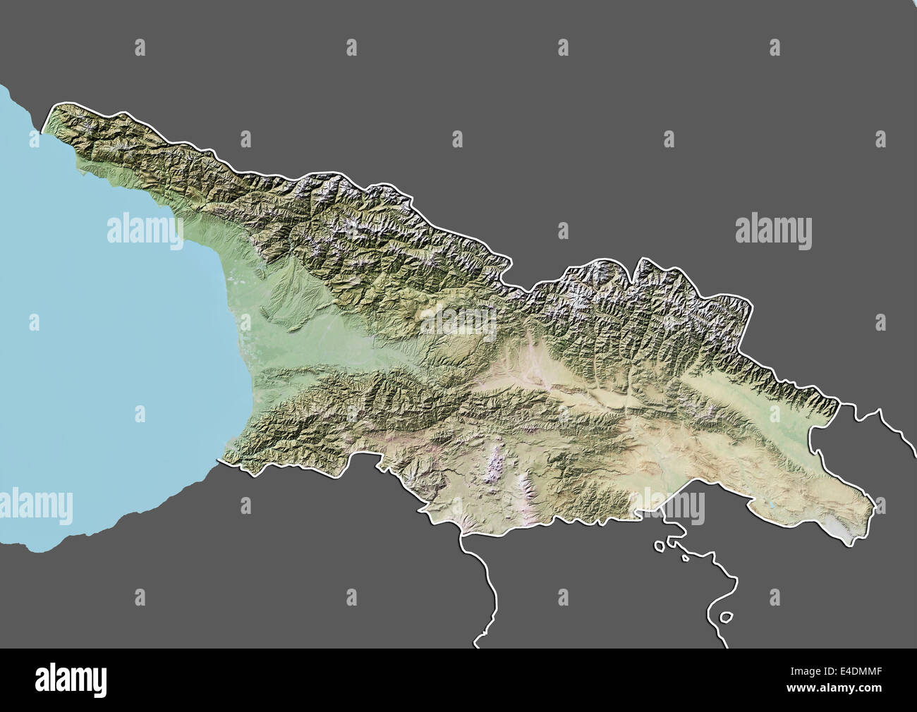 Georgia, Relief Map With Border and Mask Stock Photo - Alamy