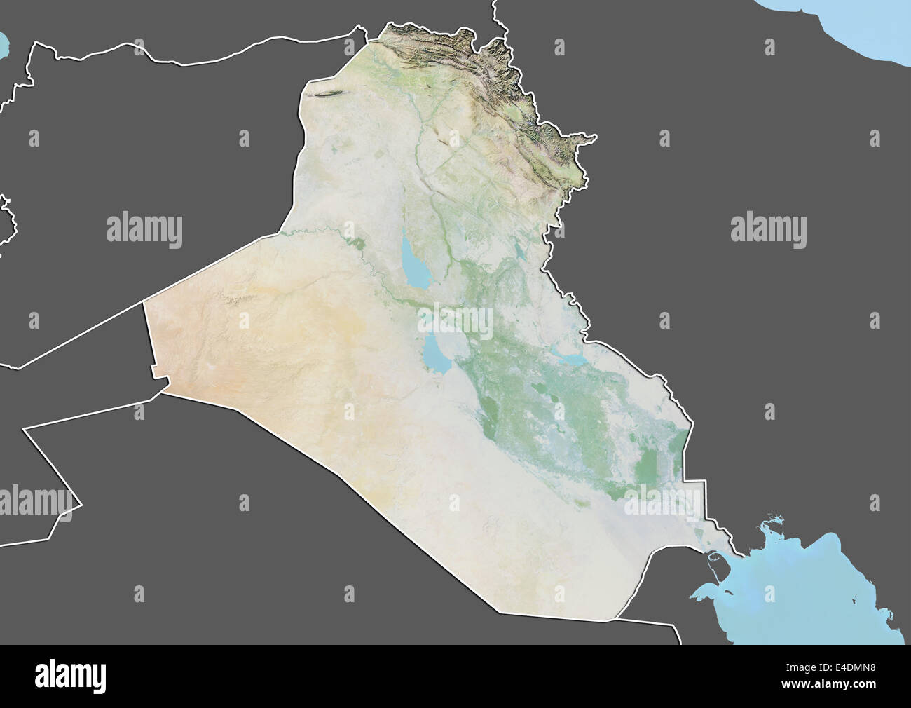 Iraq, Relief Map With Border and Mask Stock Photo - Alamy