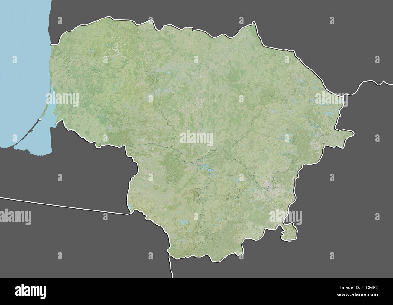 Lithuania, Relief Map With Border and Mask Stock Photo - Alamy