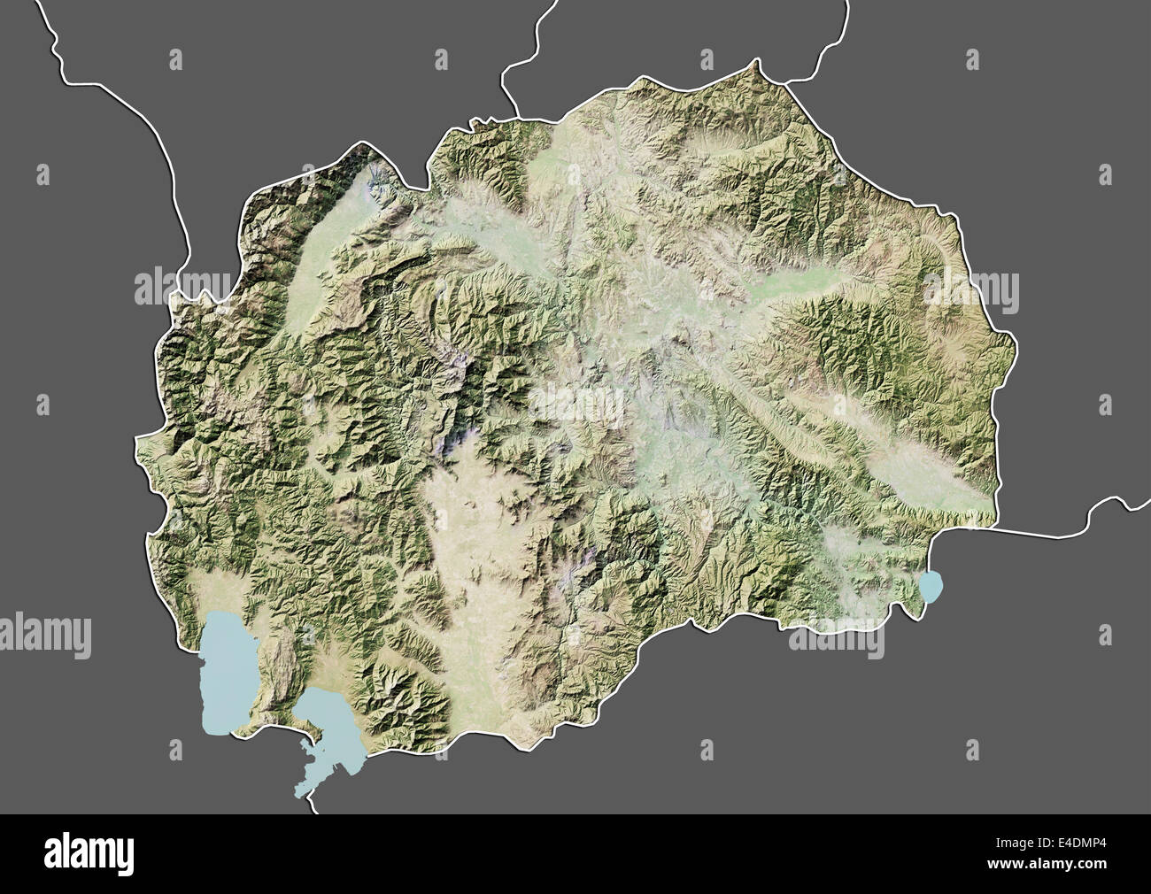 Macedonia, Relief Map With Border and Mask Stock Photo - Alamy