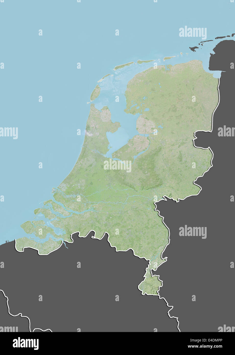 Netherlands, Relief Map With Border and Mask Stock Photo - Alamy