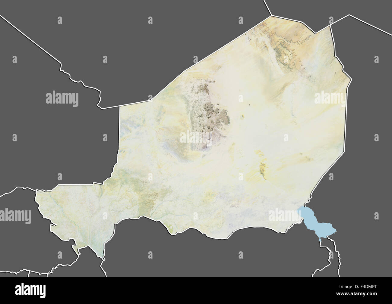 Niger, Relief Map With Border and Mask Stock Photo - Alamy