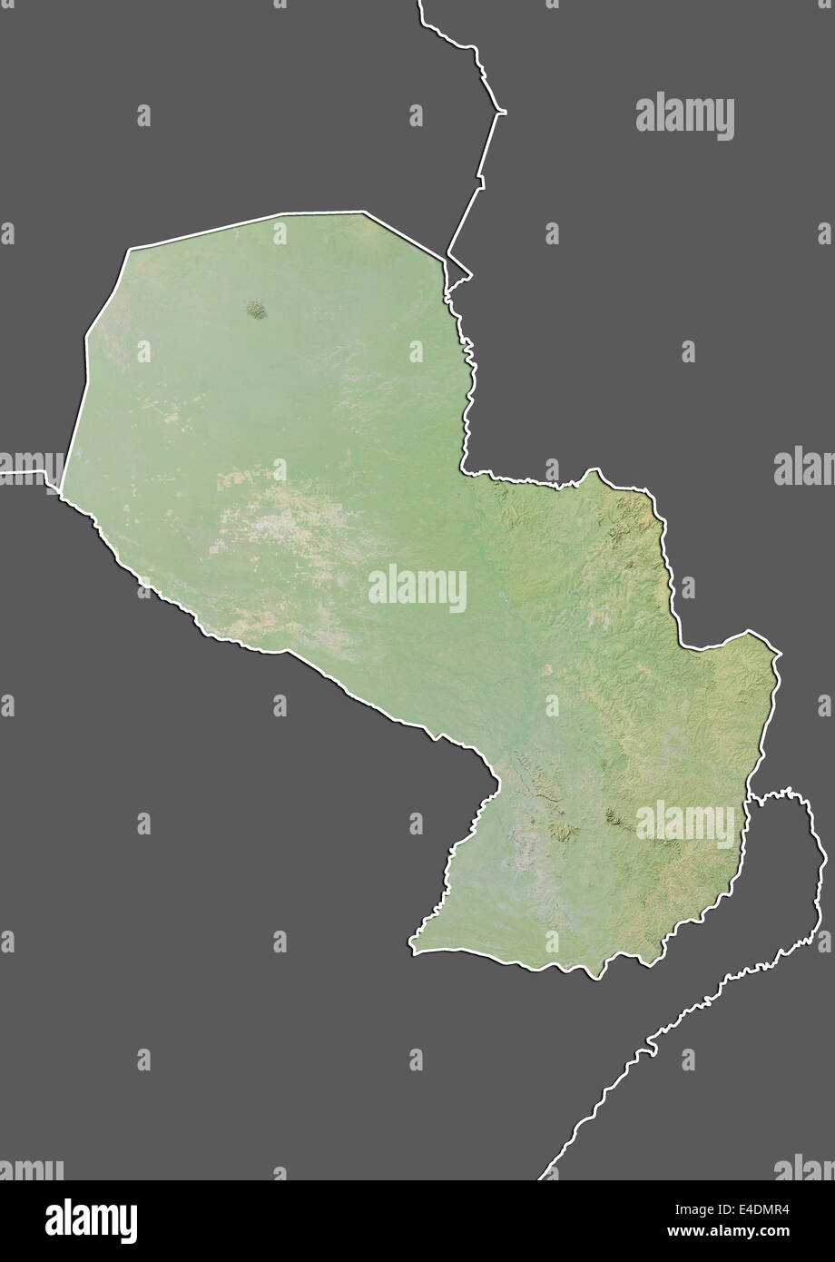 Paraguay, Relief Map With Border and Mask Stock Photo - Alamy