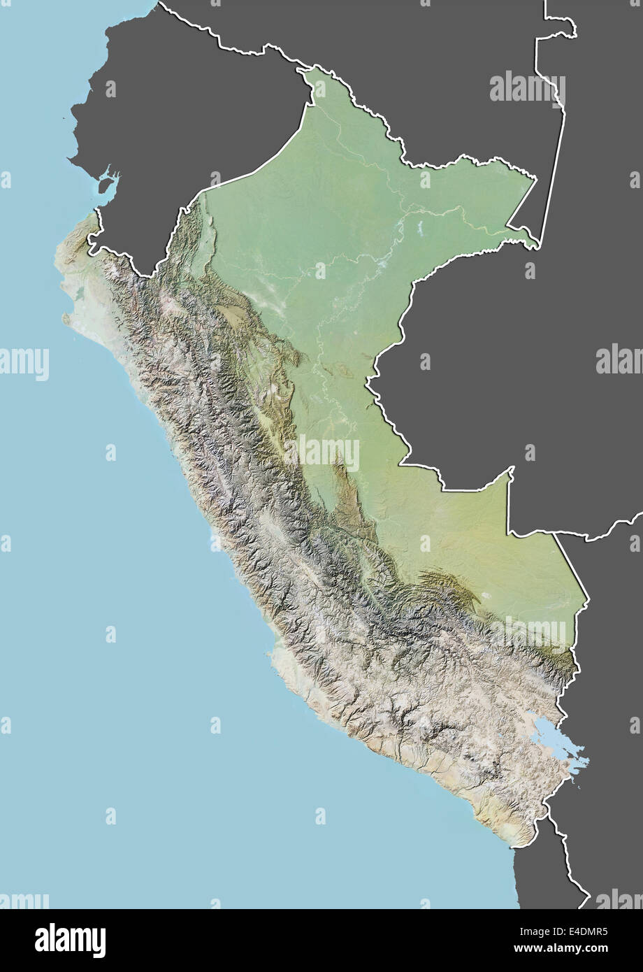 Peru, Relief Map With Border and Mask Stock Photo - Alamy