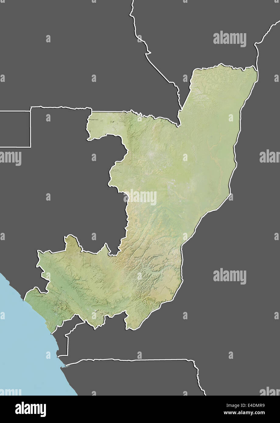Republic of The Congo, Relief Map With Border and Mask Stock Photo - Alamy
