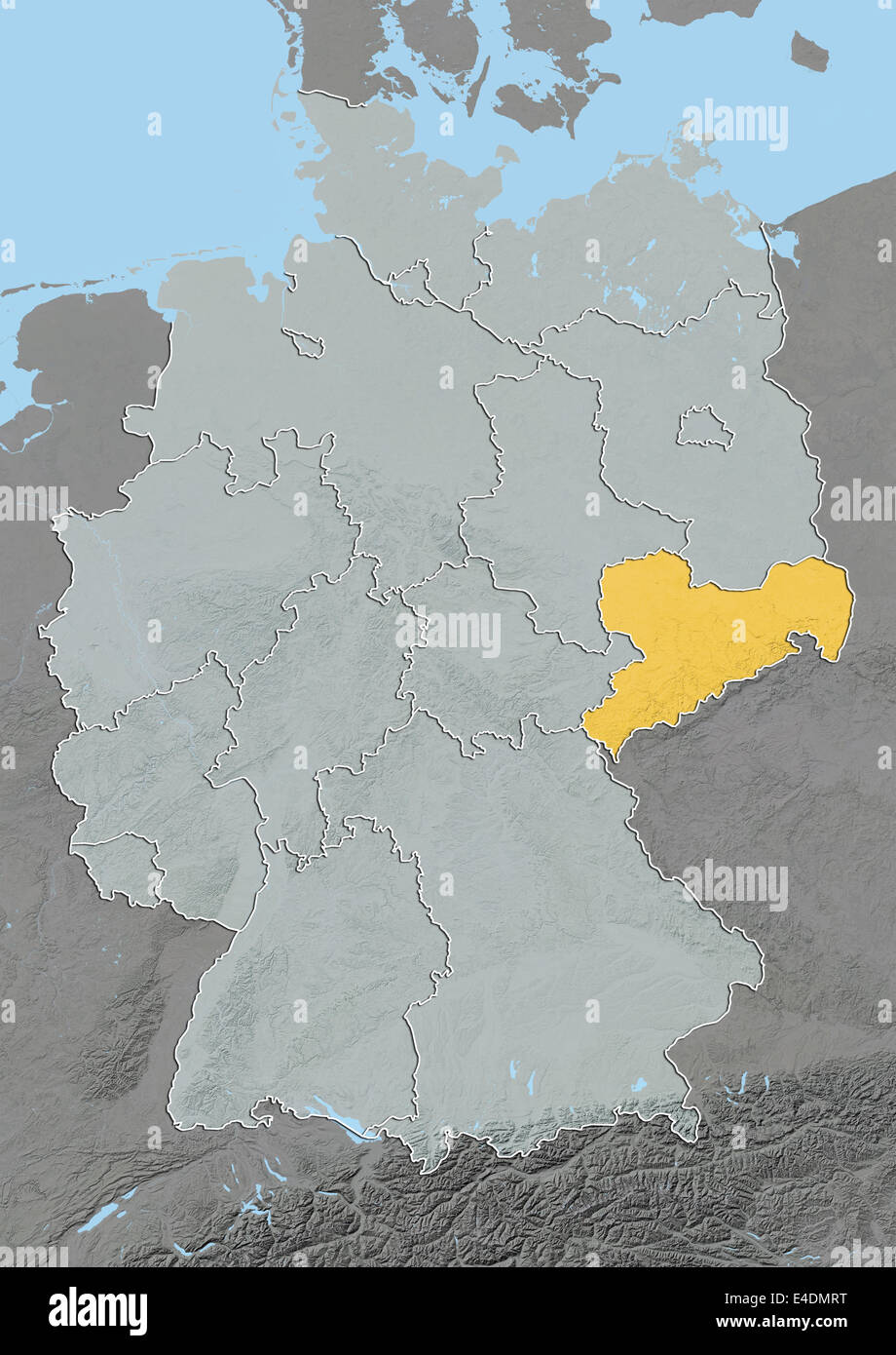 State of Saxony, Germany, Relief Map Stock Photo - Alamy