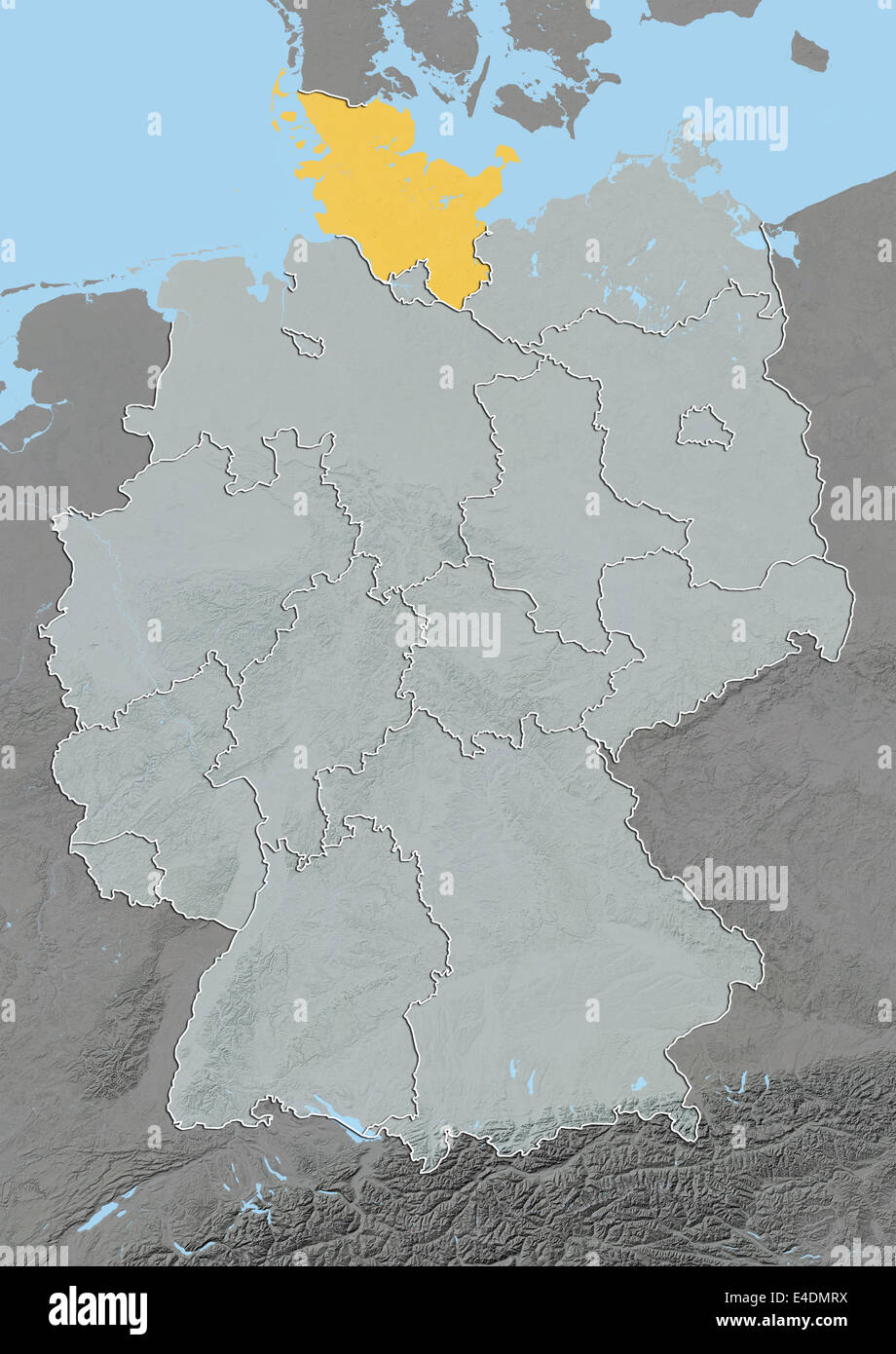 State of Schleswig-Holstein, Germany, Relief Map Stock Photo - Alamy