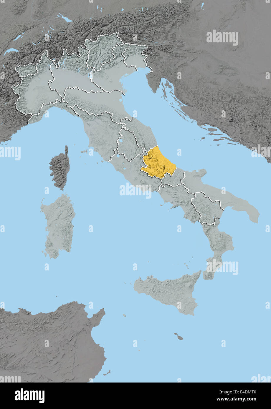 Region of Abruzzo, Italy, Relief Map Stock Photo - Alamy