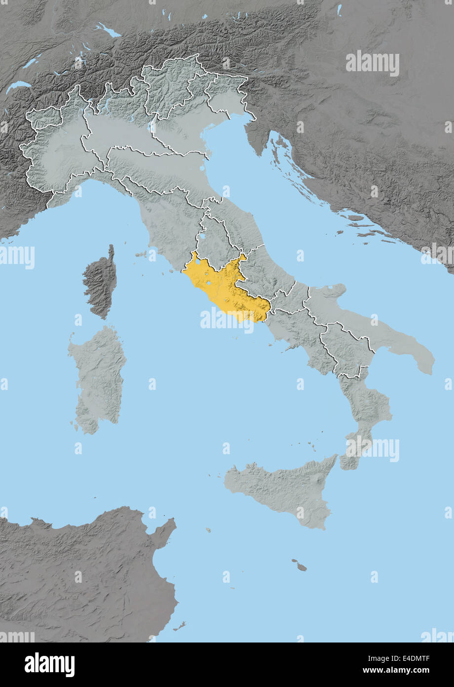 Region of Lazio, Italy, Relief Map Stock Photo - Alamy