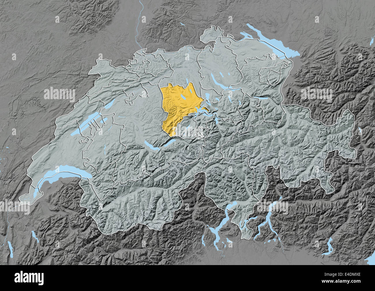 Canton of Lucerne, Switzerland, Relief Map Stock Photo - Alamy