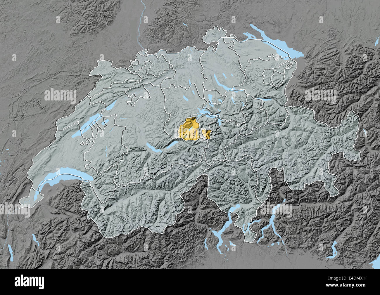 Canton of Obwalden, Switzerland, Relief Map Stock Photo - Alamy