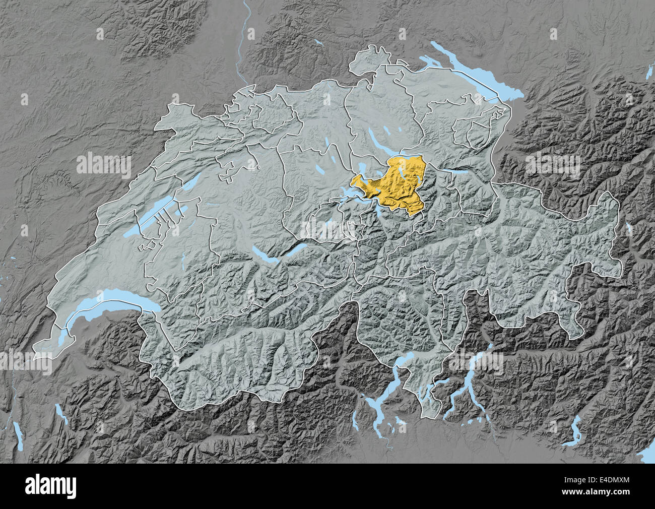 Canton of Schwyz, Switzerland, Relief Map Stock Photo - Alamy