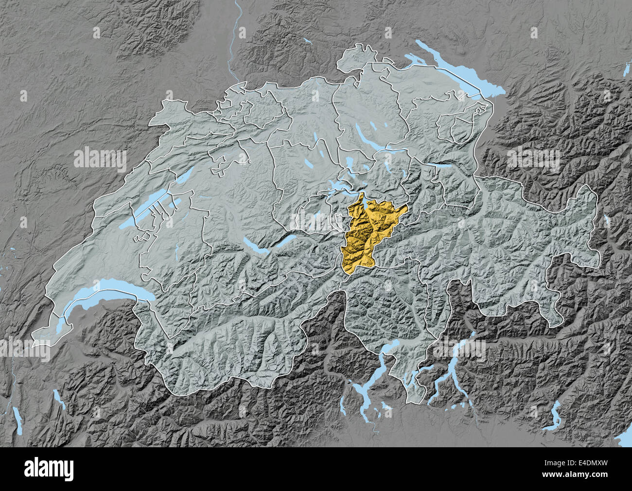 Canton of Uri, Switzerland, Relief Map Stock Photo - Alamy