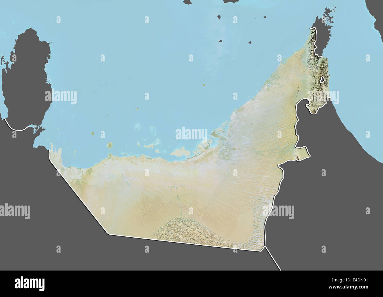 United Arab Emirates, Relief Map with Border and Mask Stock Photo - Alamy
