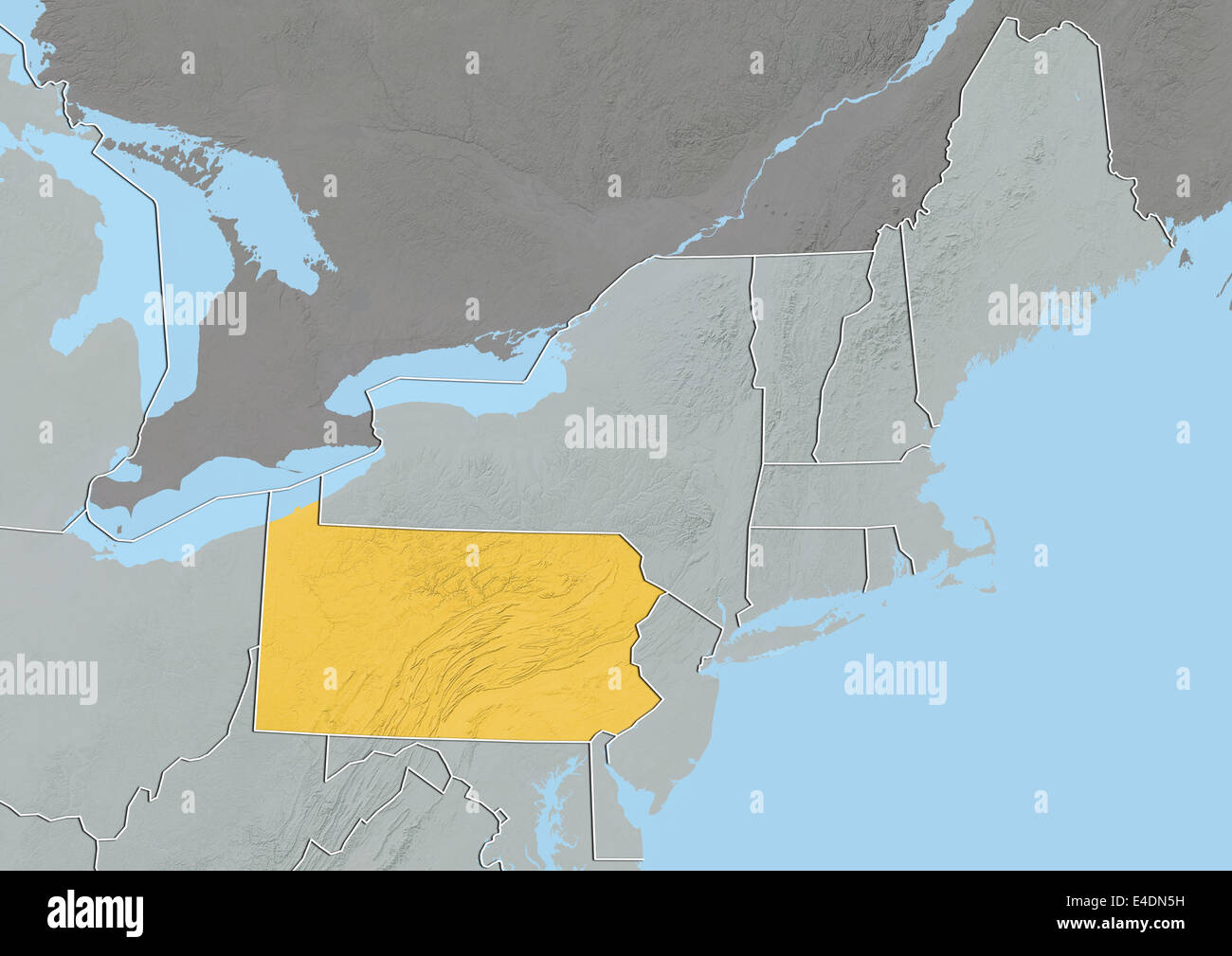 State of Pennsylvania, United States, Relief Map Stock Photo - Alamy