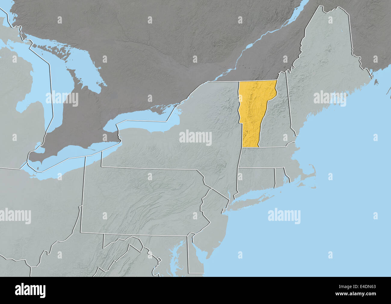State of Vermont, United States, Relief Map Stock Photo - Alamy