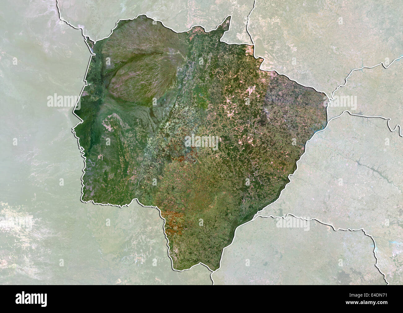 State of Mato Grosso do Sul, Brazil, True Colour Satellite Image Stock ...