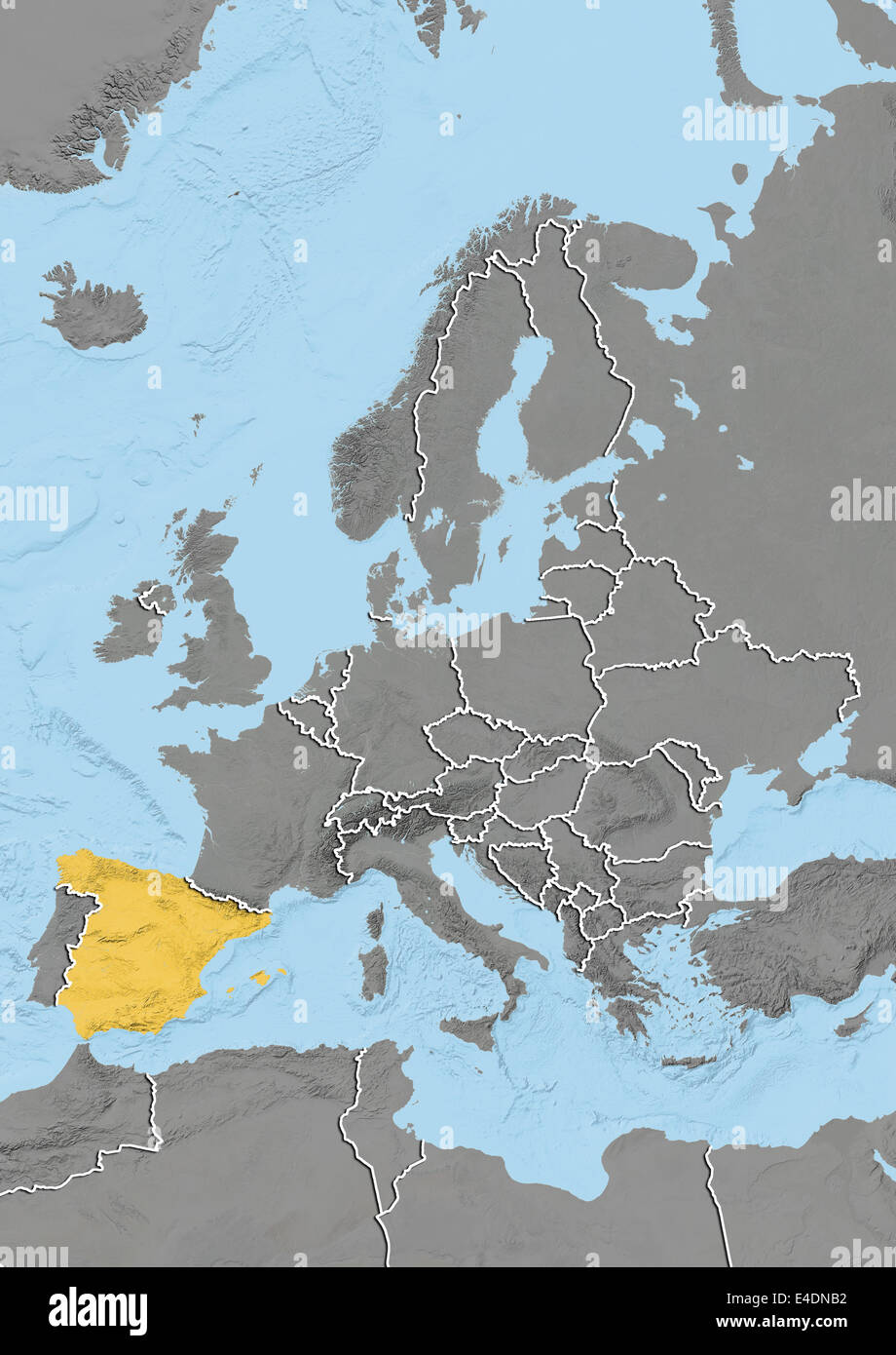 Spain, Relief Map Stock Photo - Alamy