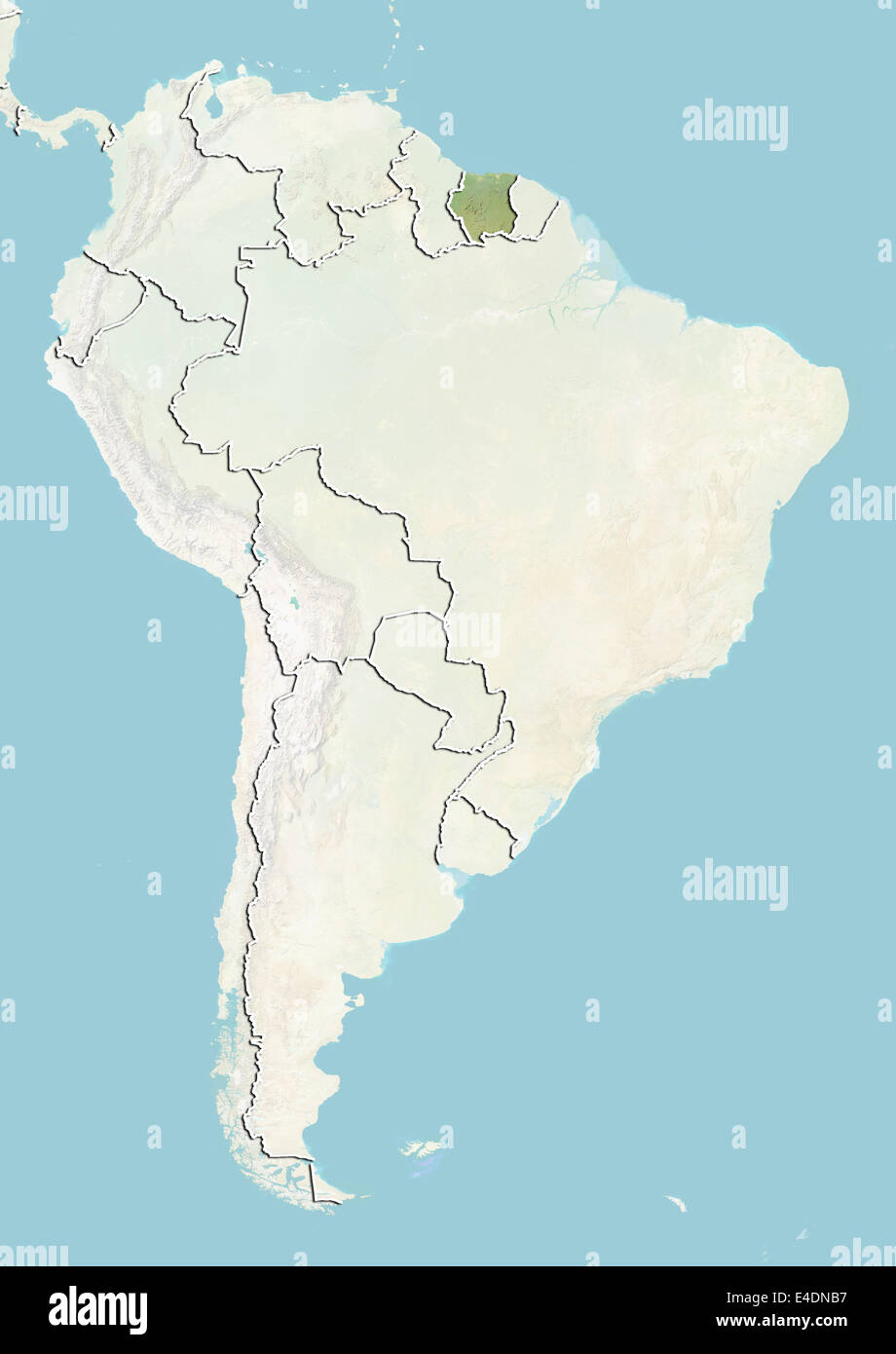 Suriname, Relief Map Stock Photo - Alamy