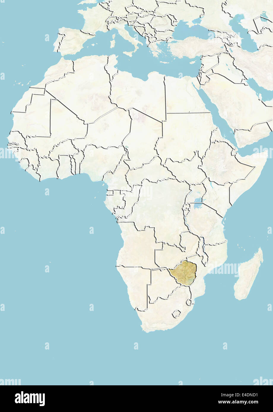 Zimbabwe, Relief Map Stock Photo - Alamy