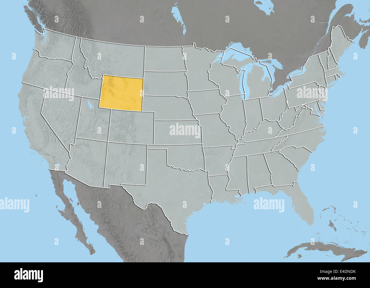 State of Wyoming, United States, Relief Map Stock Photo - Alamy
