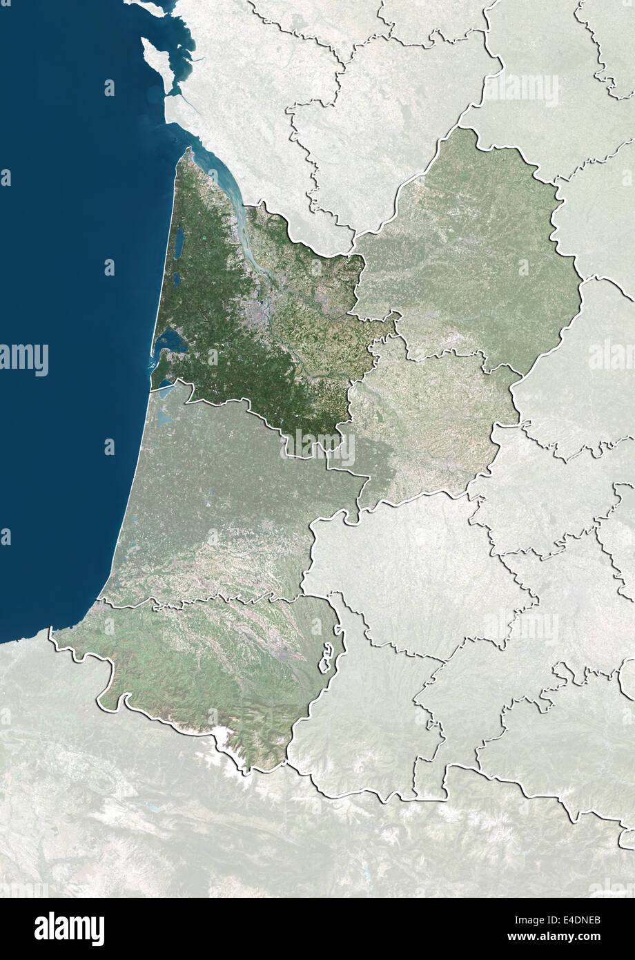 Departement of Gironde, France, True Colour Satellite Image Stock Photo ...