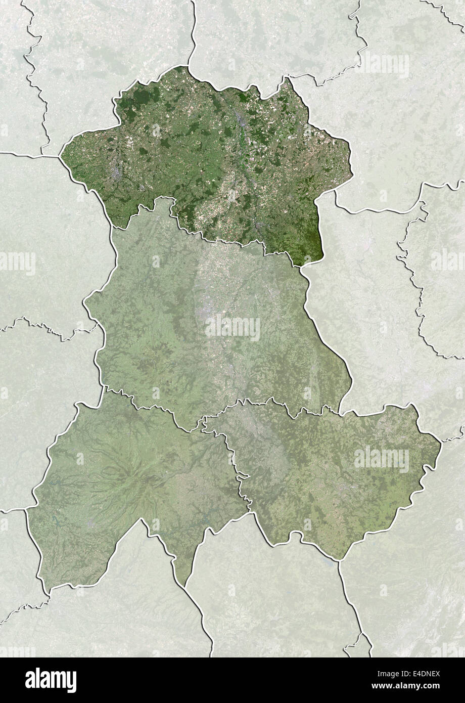Departement of Allier, France, True Colour Satellite Image Stock Photo ...