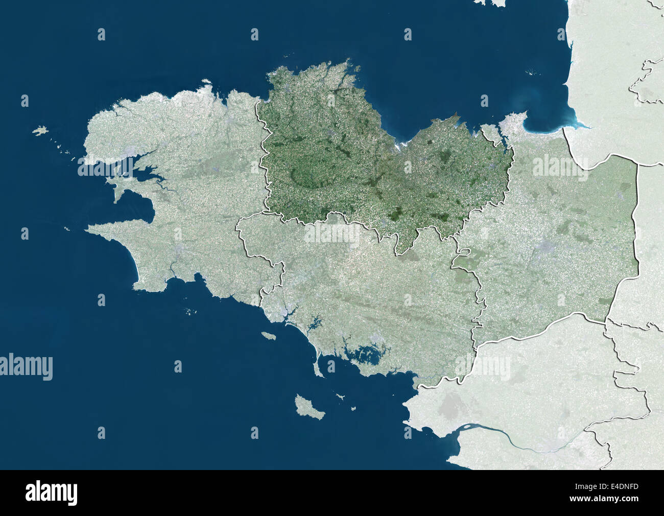 Departement of Cotes-d'Armor, France, True Colour Satellite Image Stock ...