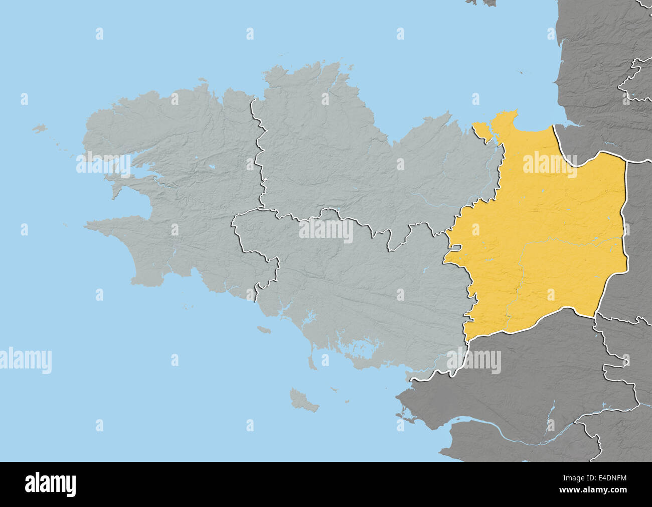 Departement of Ille-et-Vilaine, France, Relief Map Stock Photo - Alamy