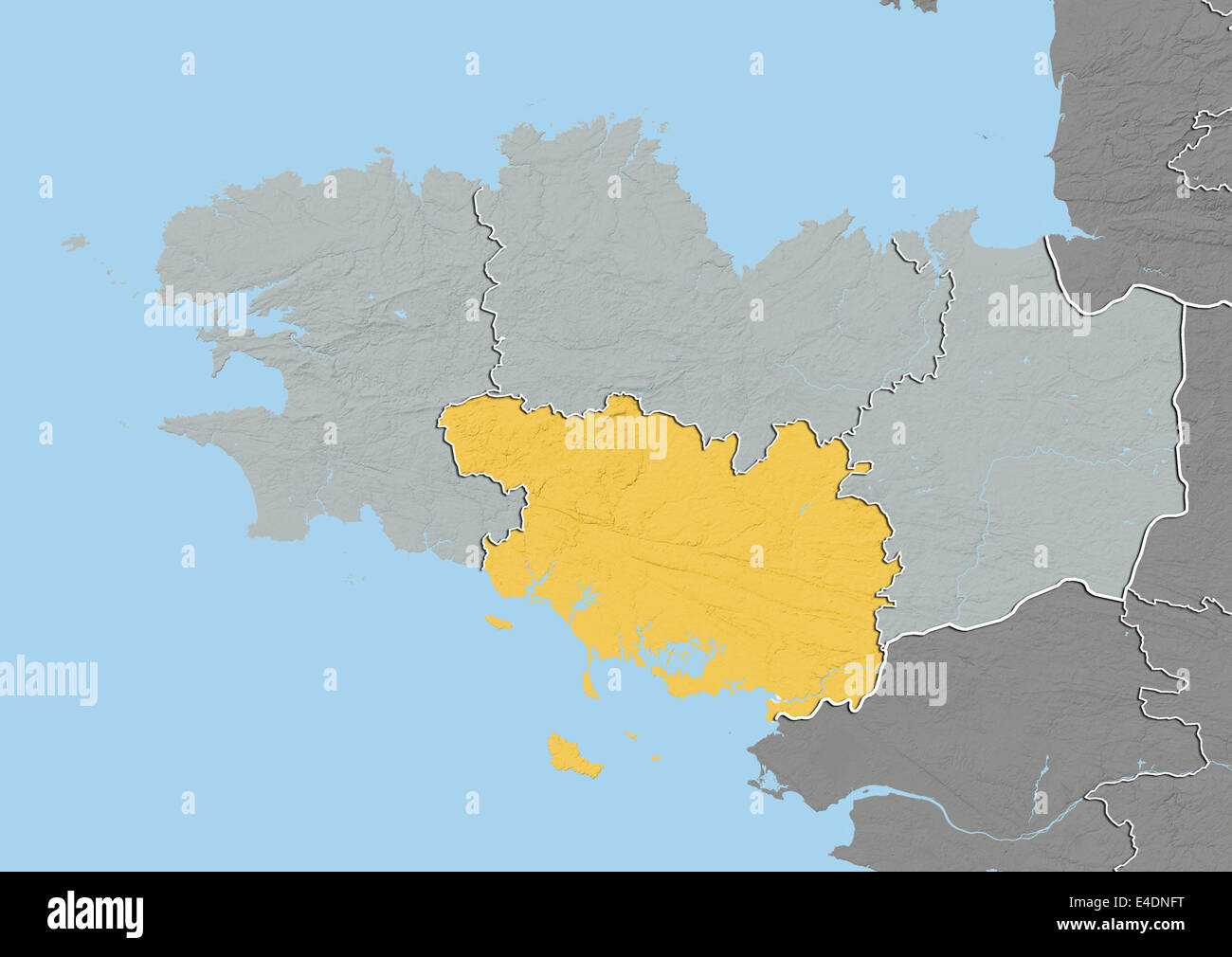 Departement of Morbihan, France, Relief Map Stock Photo - Alamy
