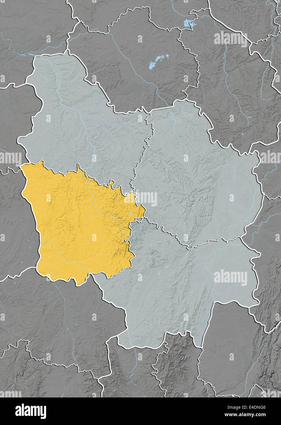 Departement of Nievre, France, Relief Map Stock Photo - Alamy