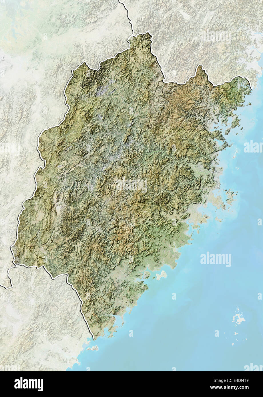 Province of Fujian, China, Relief Map Stock Photo - Alamy