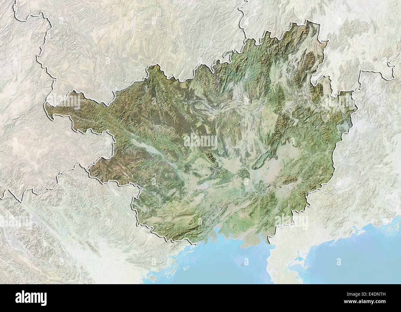 Region of Guangxi, China, Relief Map Stock Photo - Alamy
