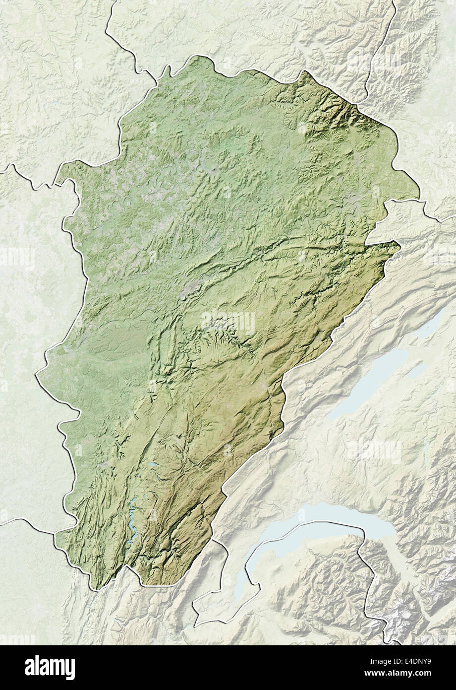 Region of Franche-Comte, France, Relief Map Stock Photo - Alamy