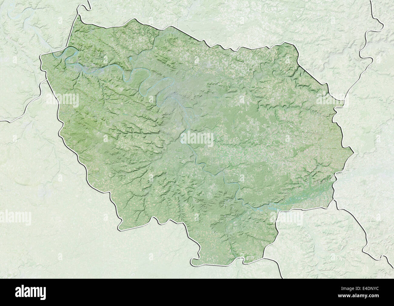 Region of Ile-de-France, France, Relief Map Stock Photo - Alamy