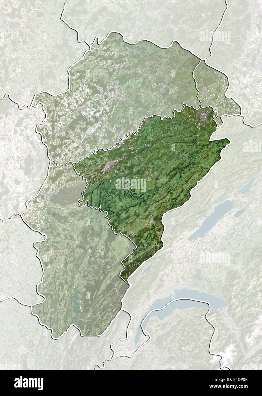Departement of Doubs, France, True Colour Satellite Image Stock Photo ...