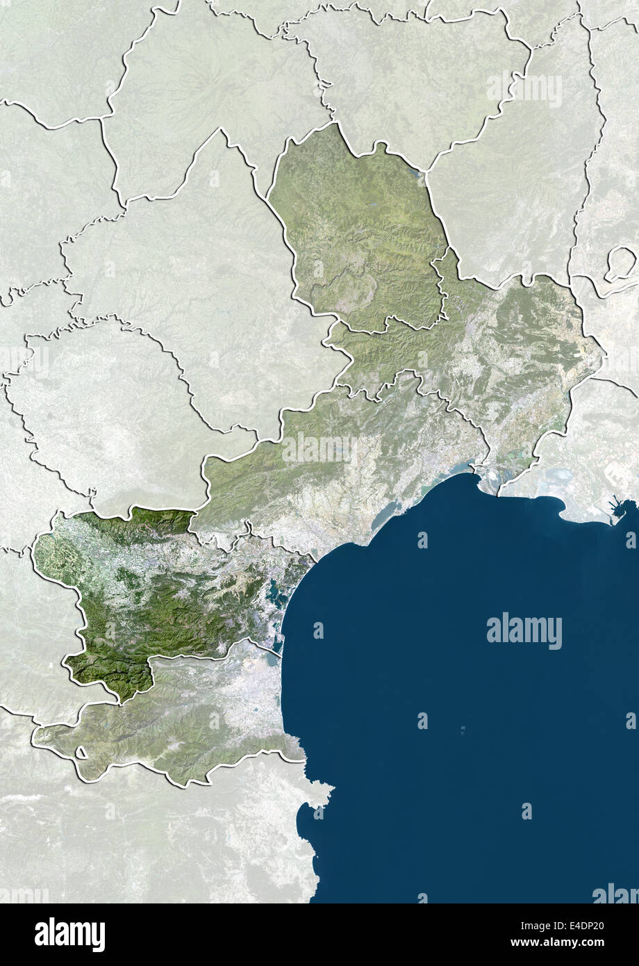 Departement of Aude, France, True Colour Satellite Image Stock Photo ...