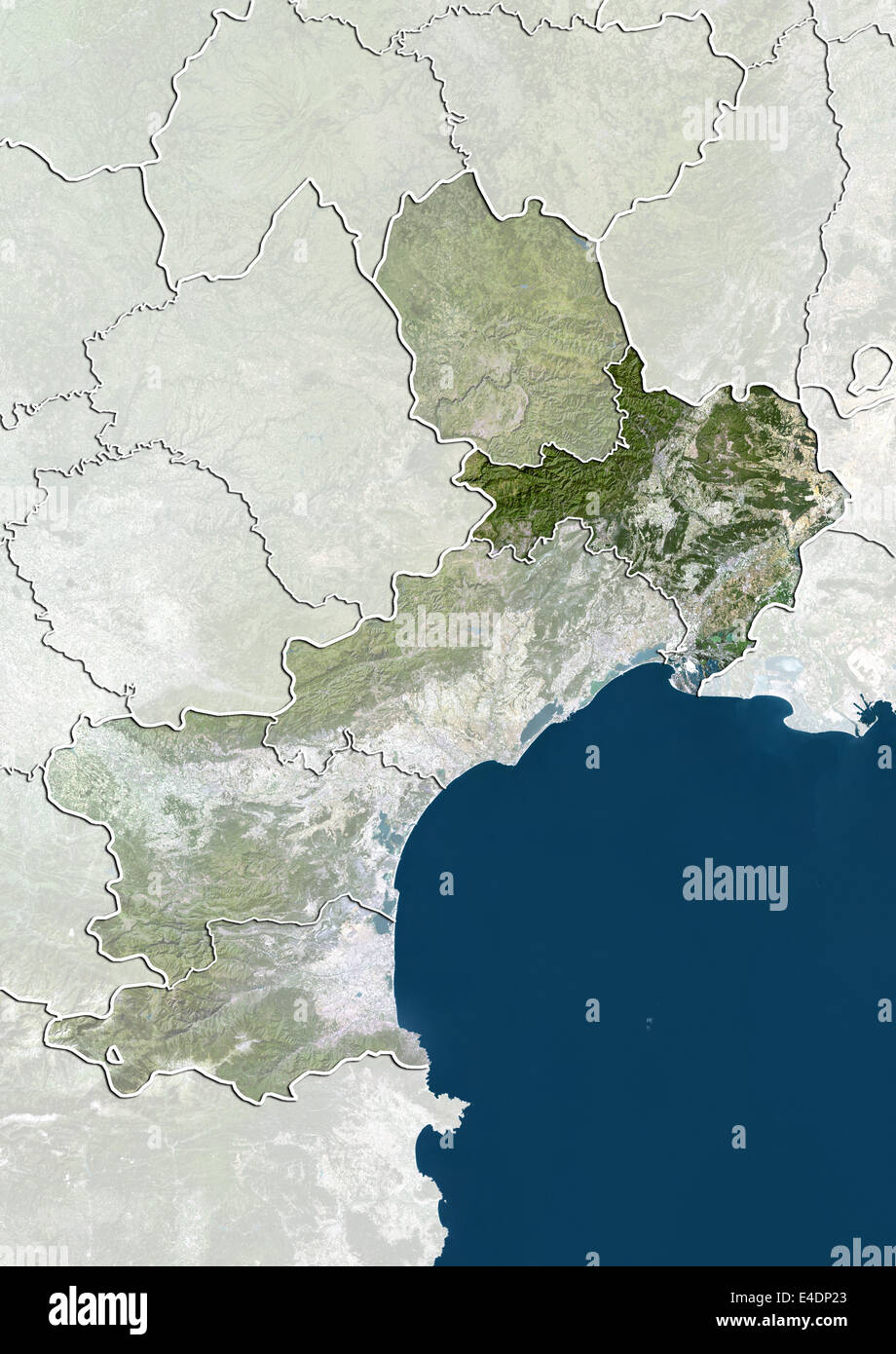 Departement of Gard, France, True Colour Satellite Image Stock Photo ...