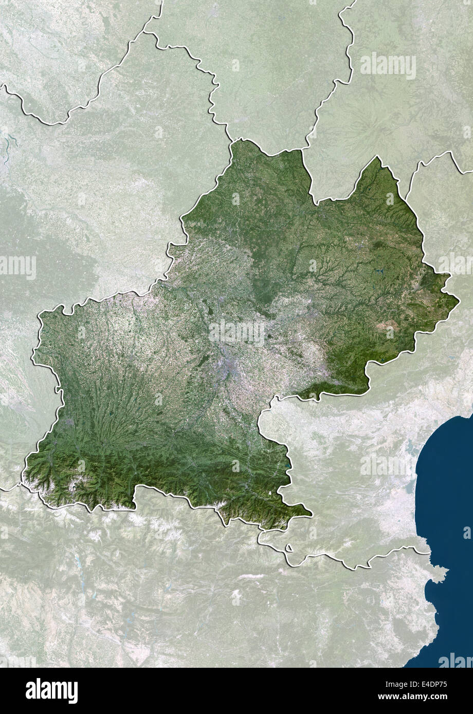 Region of Midi-Pyrenees, France, True Colour Satellite Image Stock ...