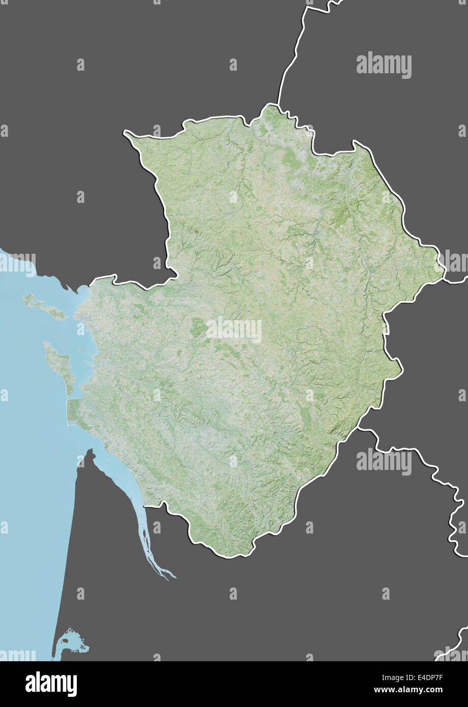 Region of Poitou-Charentes, France, Relief Map Stock Photo - Alamy