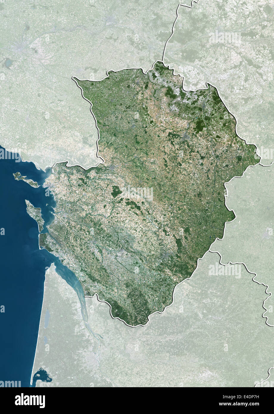 Region of Poitou-Charentes, France, True Colour Satellite Image Stock ...
