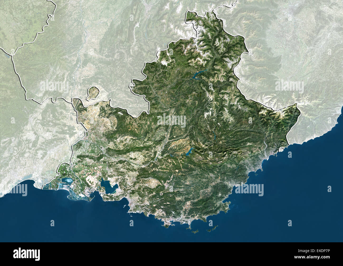 Region of Provence-Alpes-Cote d'Azur, France, True Colour Satellite ...