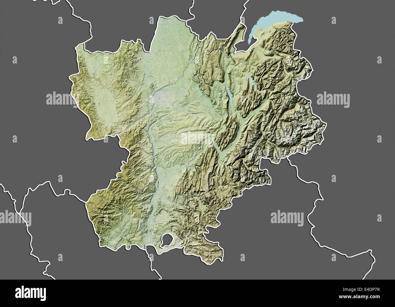 Region of Rhone-Alpes, France, Relief Map Stock Photo - Alamy