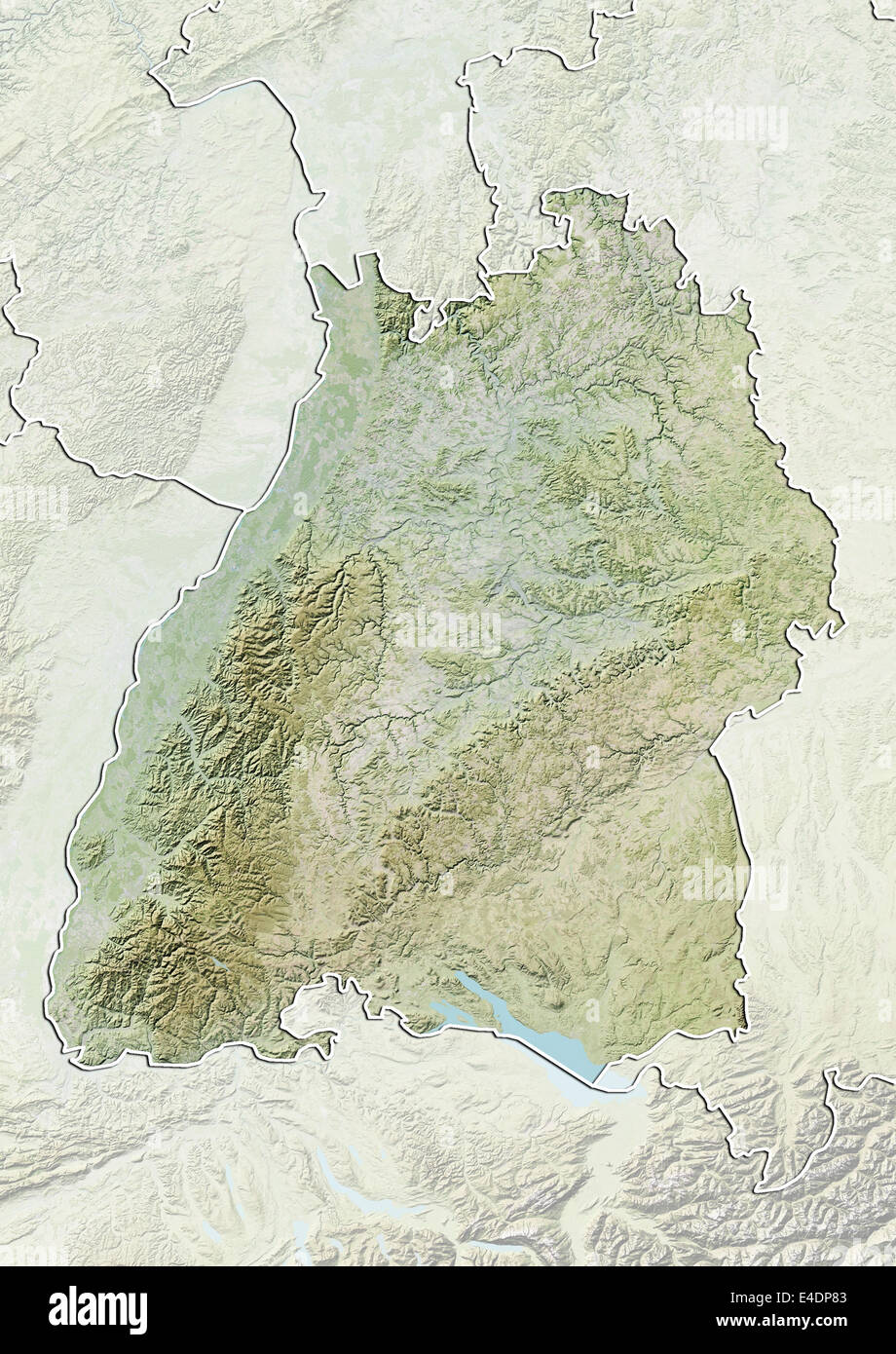 State of Baden-Wurttemberg, Germany, Relief Map Stock Photo - Alamy