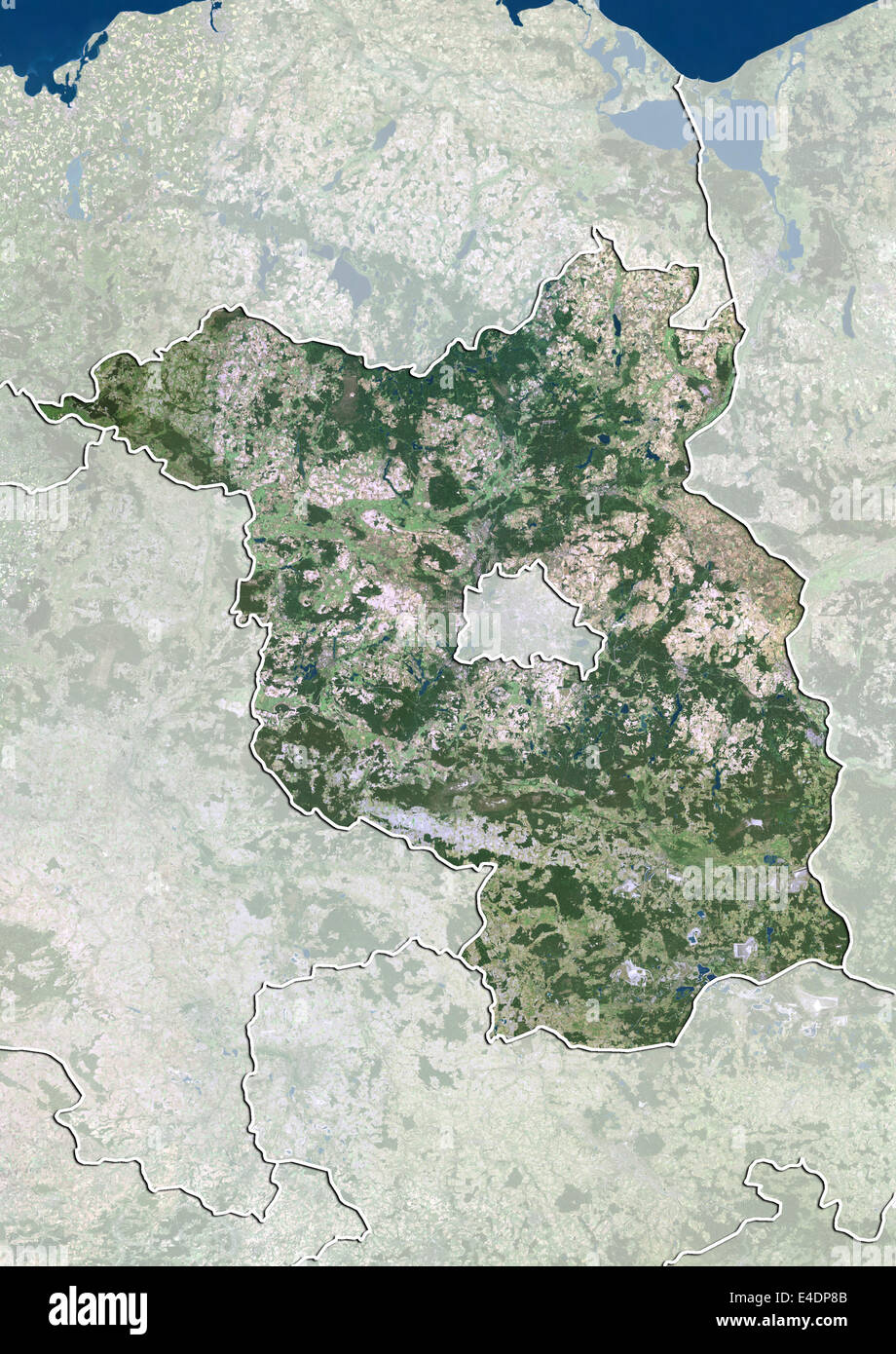 State of Brandenburg, Germany, True Colour Satellite Image Stock Photo ...