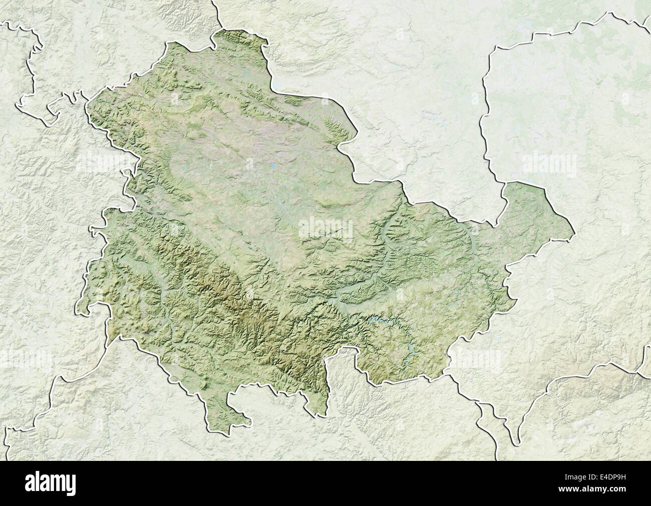 State of Thuringia, Germany, Relief Map Stock Photo - Alamy