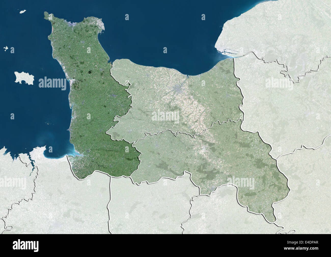 Departement of Manche, France, True Colour Satellite Image Stock Photo ...