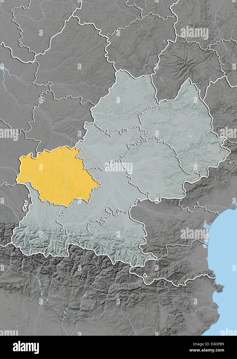 Departement of Gers, France, Relief Map Stock Photo - Alamy