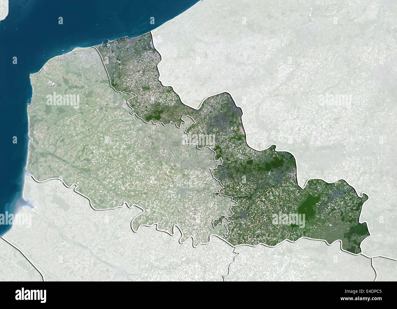Departement of Nord, France, True Colour Satellite Image Stock Photo ...