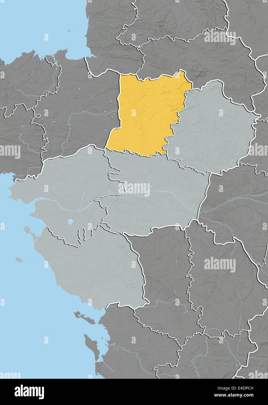 Departement of Mayenne, France, Relief Map Stock Photo - Alamy